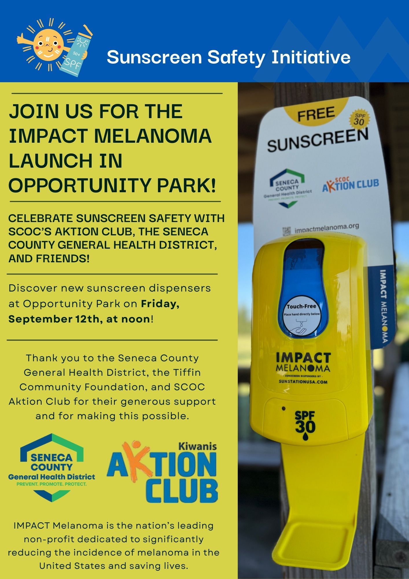 Impact Melanoma Sunscreen Dispenser Reveal - Seneca County Opportunity ...